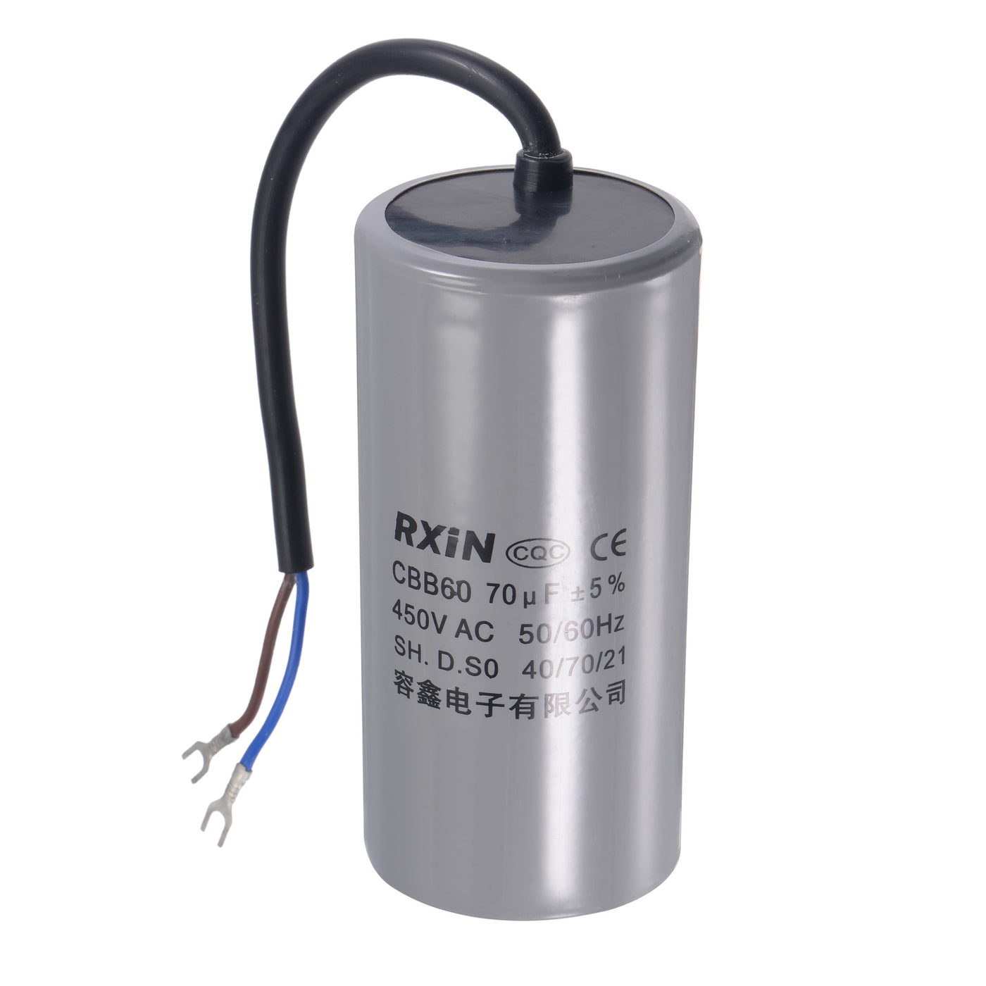 Uxcell CBB60 Run Capacitor 70uF 450V AC 2 Wires 50/60Hz Cylinder ...
