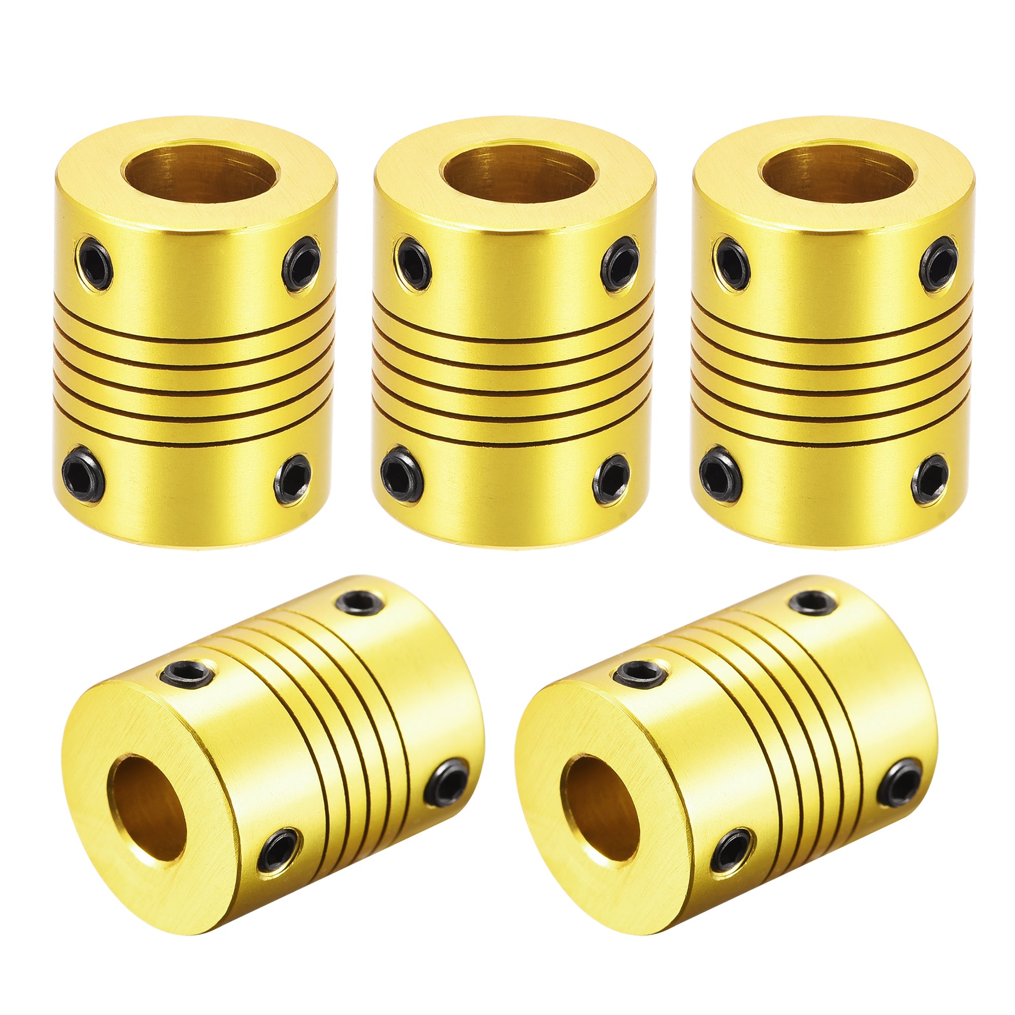 Uxcell 5 Pcs 10mm to 8mm Aluminum Alloy Shaft Coupling Flexible L25xD20 ...