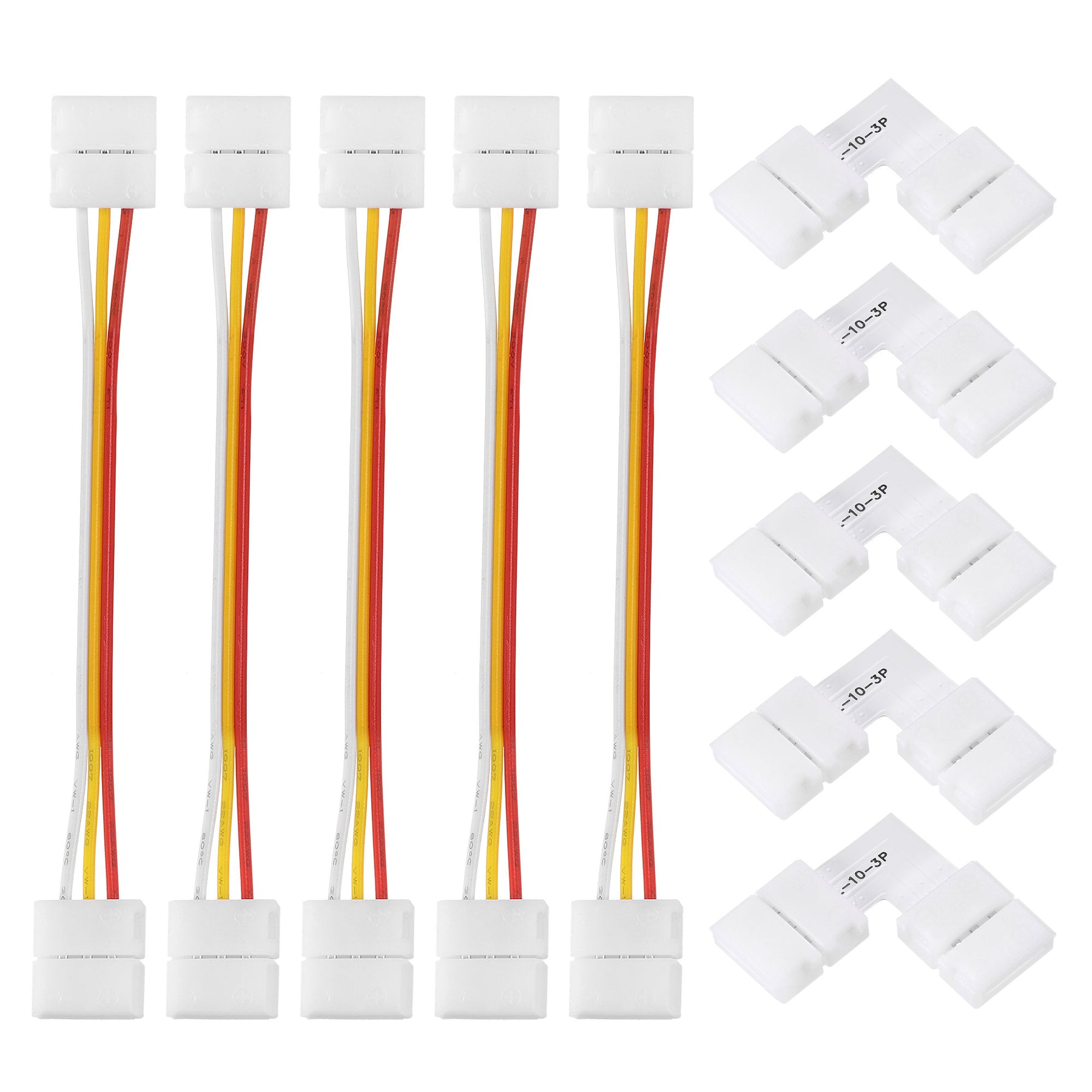 Uxcell 3 Pin 10mm LED Connector Kit, Include Strip to Strip Jumper, L ...