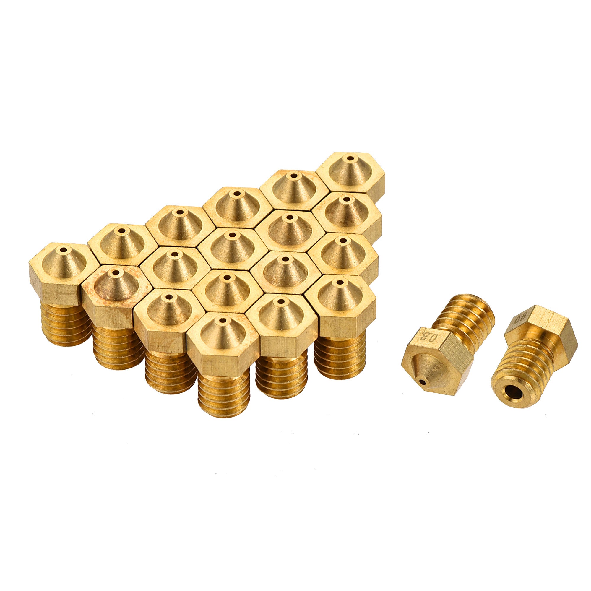 Uxcell 0.8mm 3D Printer Nozzle, 20pcs M6 Thread for V5 V6 1.75mm ...