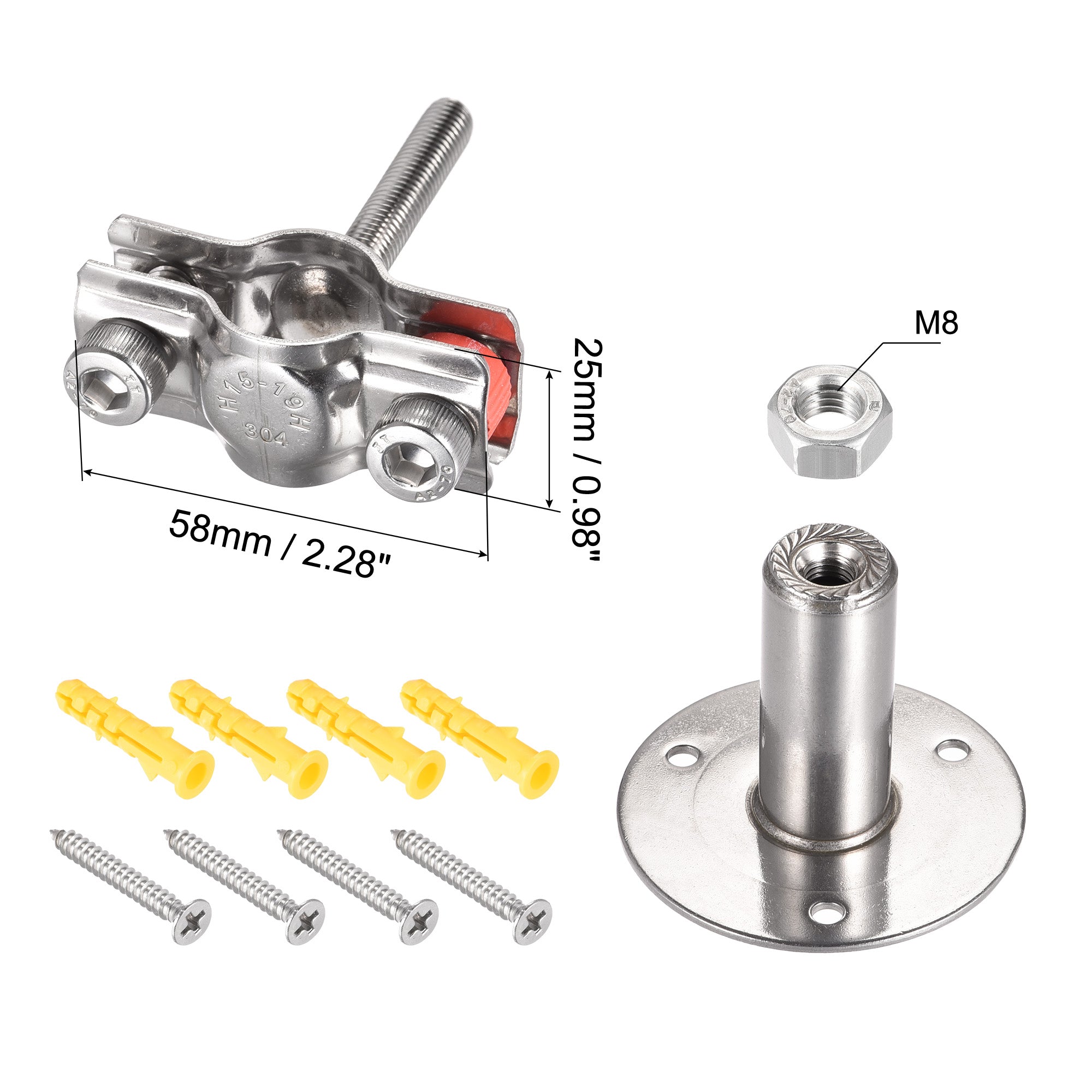 Uxcell Stainless Steel Wall Mount Ceiling Mount Pipe Support | Harfington