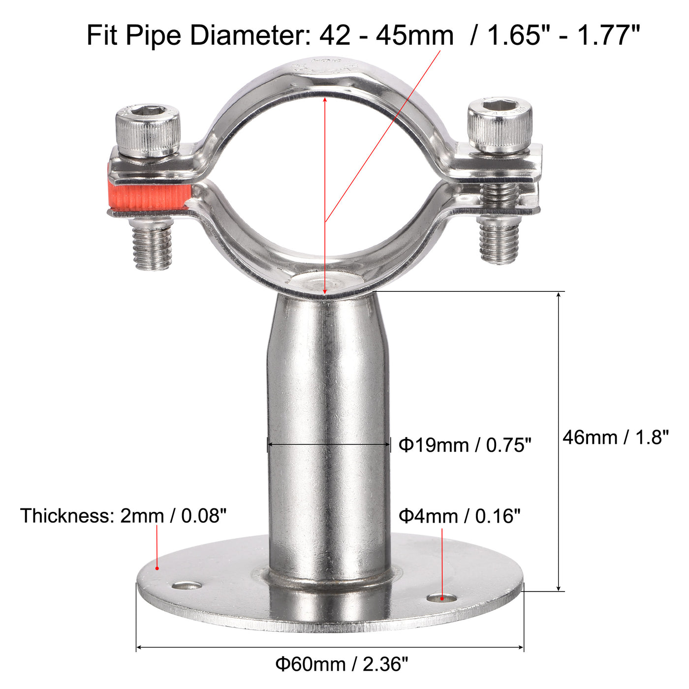 Wall Mount Ceiling Mount Pipe Support, 304 Stainless Steel Adjustable ...