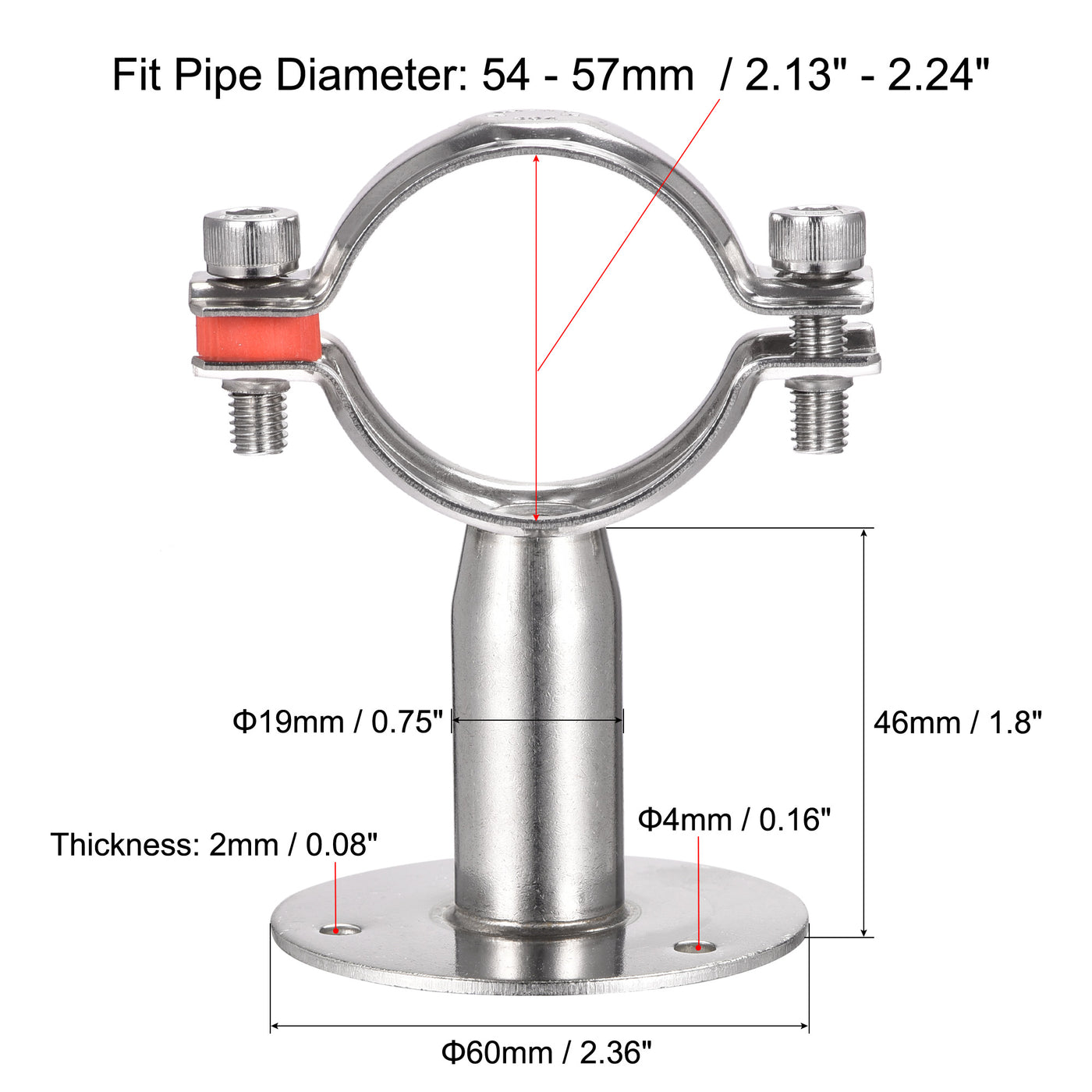 Wall Mount Ceiling Mount Pipe Support, 304 Stainless Steel Adjustable ...
