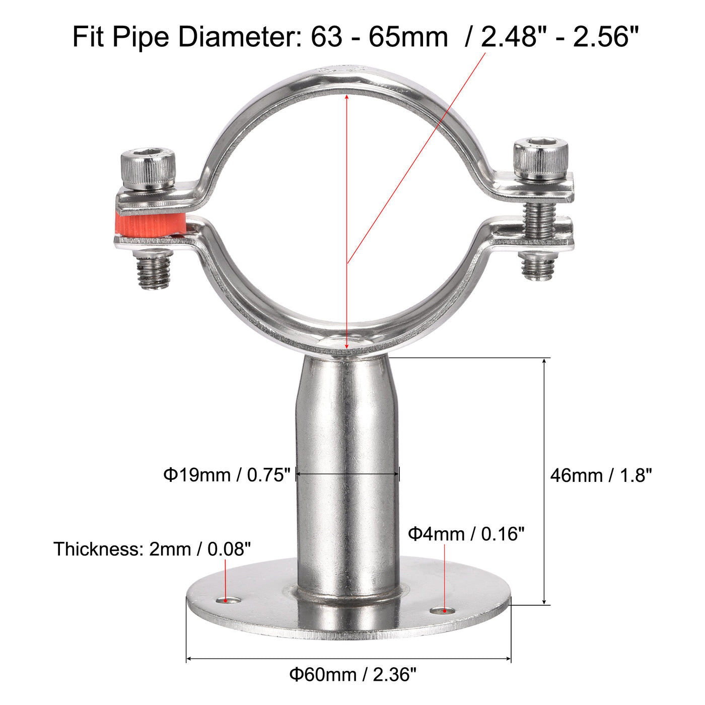 Wall Mount Ceiling Mount Pipe Support, 304 Stainless Steel Adjustable ...