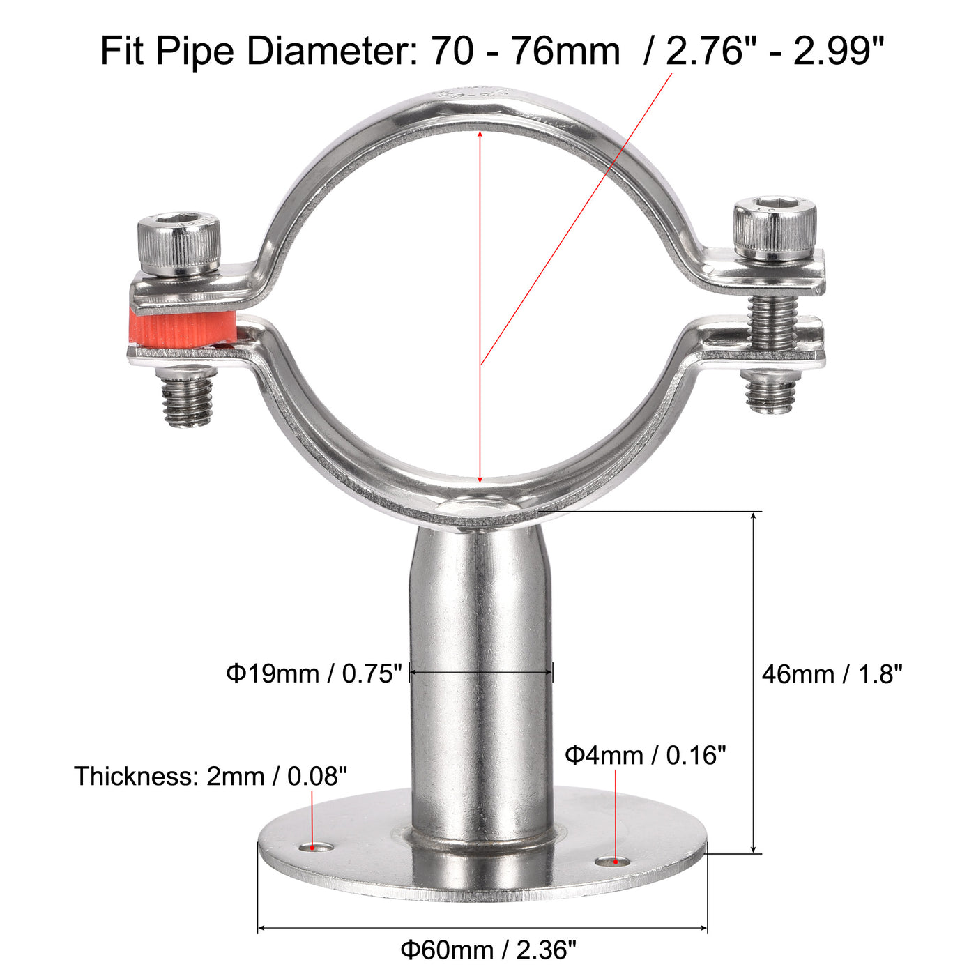Wall Mount Ceiling Mount Pipe Support, 304 Stainless Steel Adjustable ...