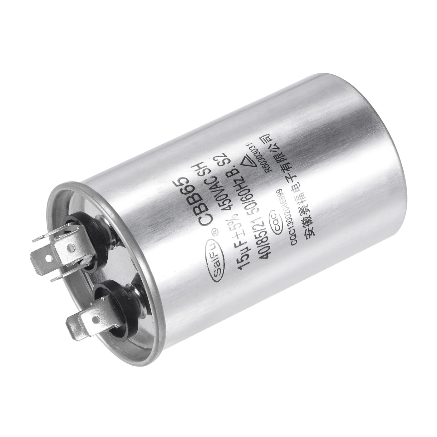 Uxcell Run Capacitor Round CBB65 15uF 15mfd 450V AC 40/85/21 Aluminum Case with Terminal for Air ...
