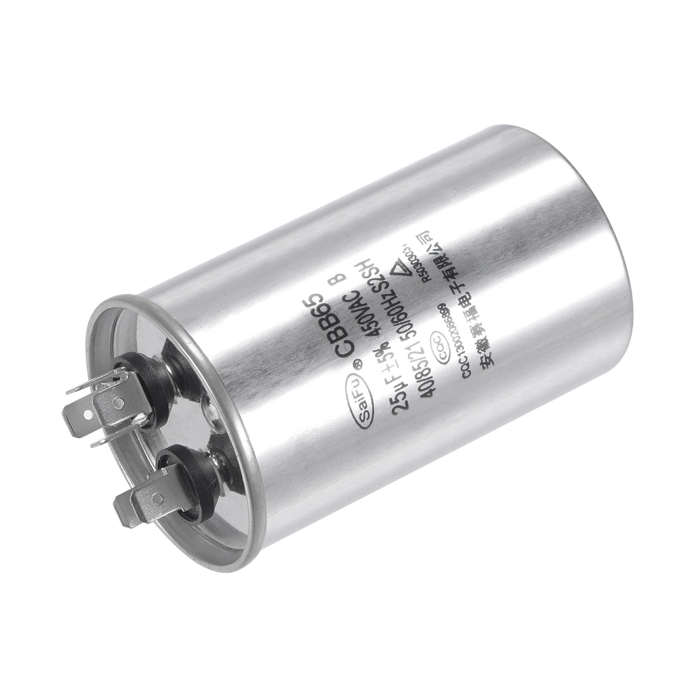 Uxcell Run Capacitor Round CBB65 25uF 25mfd 450V AC 40/85/21 Aluminum Case with Terminal for Air ...