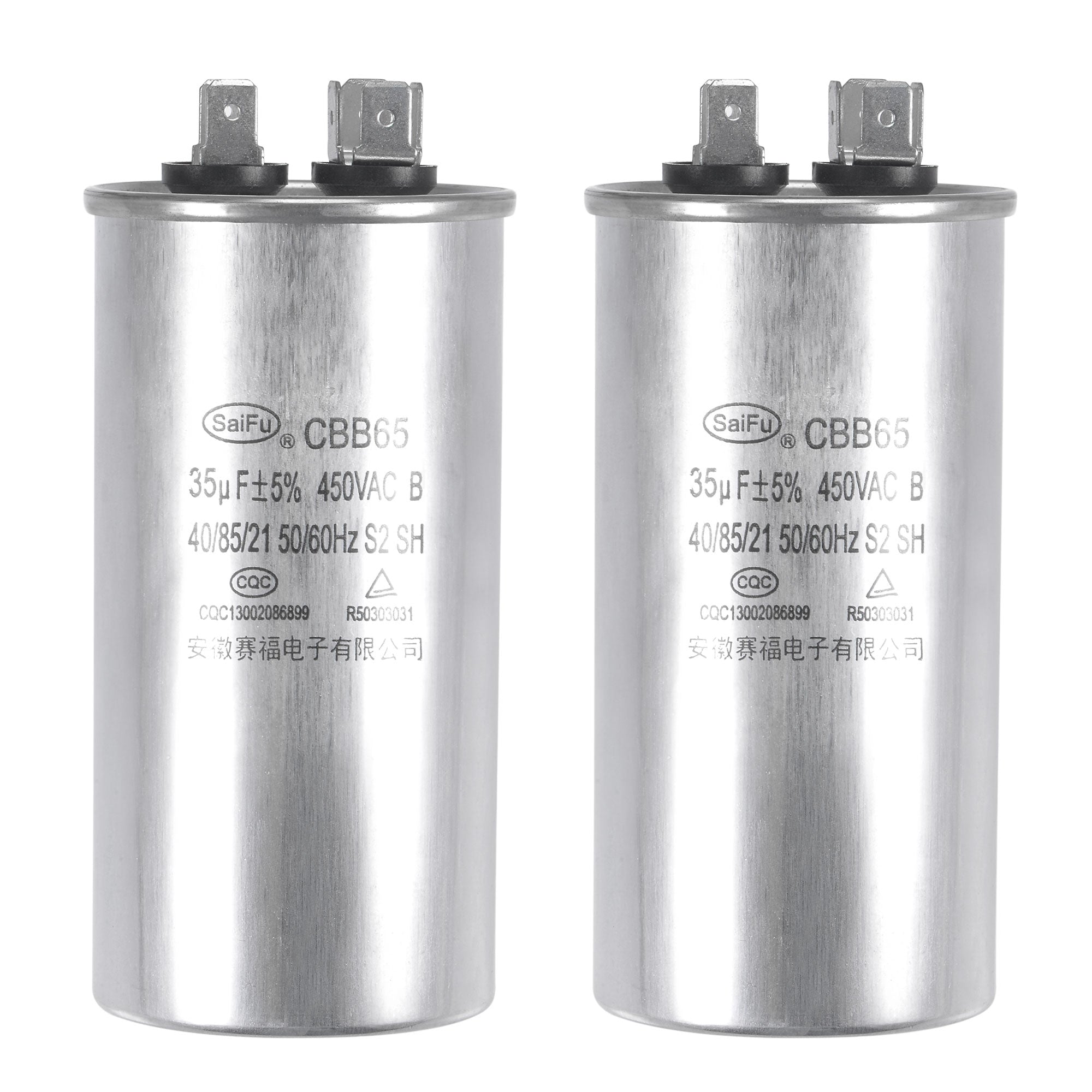 Uxcell Run Capacitor Round CBB65 35uF 35mfd 450V AC 40/85/21 Aluminum ...