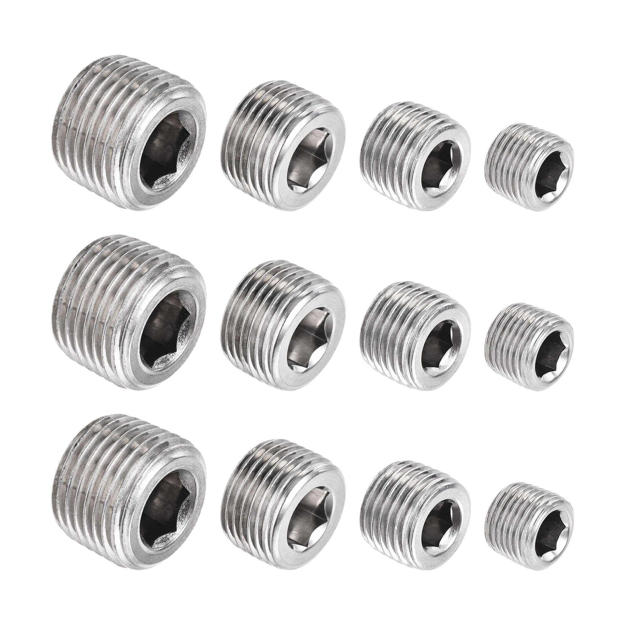 Uxcell Stainless Steel Internal Hex Pipe Plug Assortment 1/8PT 1/4PT 3 ...