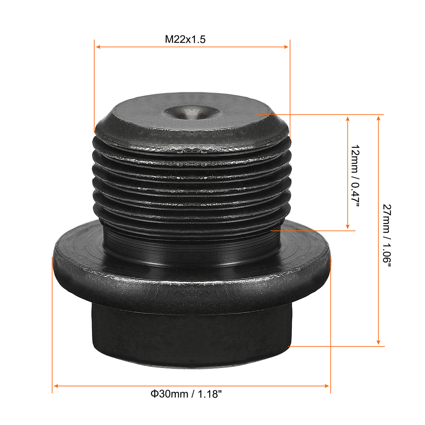 Uxcell Outer Hex Head Socket Pipe Fitting Plug M33x2 Male Thread Carbon ...
