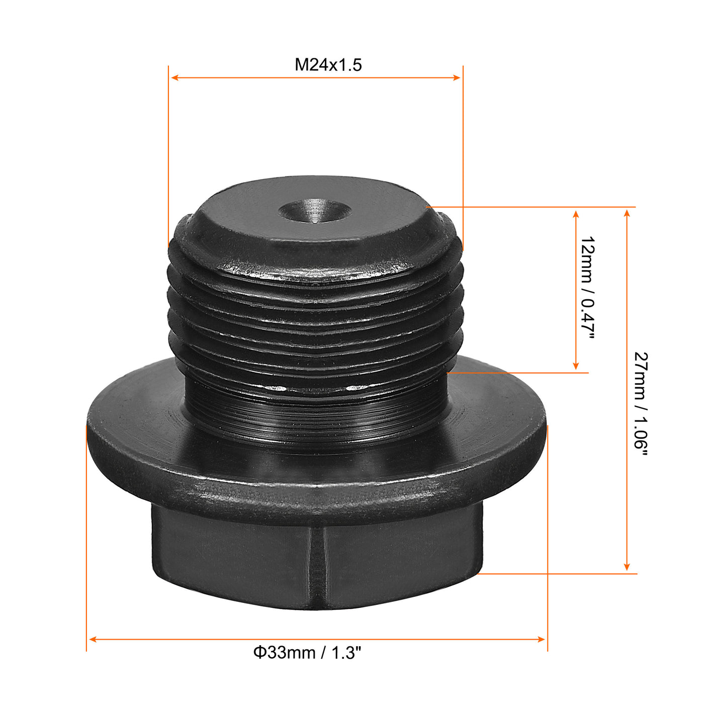 Uxcell Outer Hex Head Socket Pipe Fitting Plug M33x2 Male Thread Carbon ...