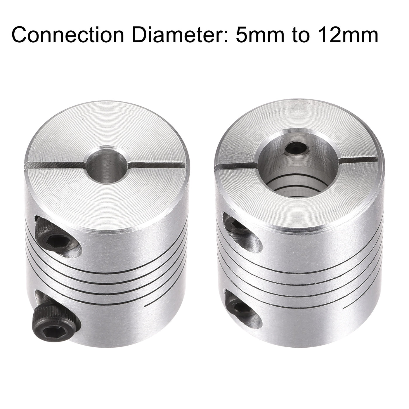 Uxcell 2PCS Motor Shaft 5mm to 12mm Helical Beam Coupler Coupling 25mm ...