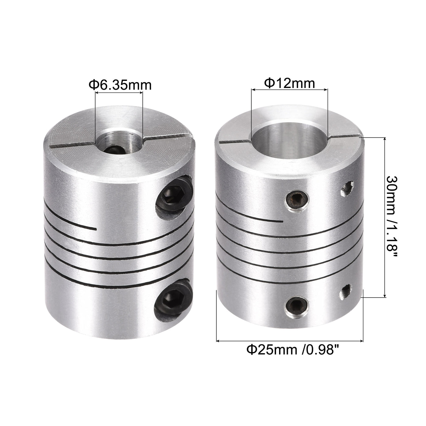 Uxcell 2PCS Motor Shaft 6.35mm to 12mm Helical Beam Coupler Coupling ...