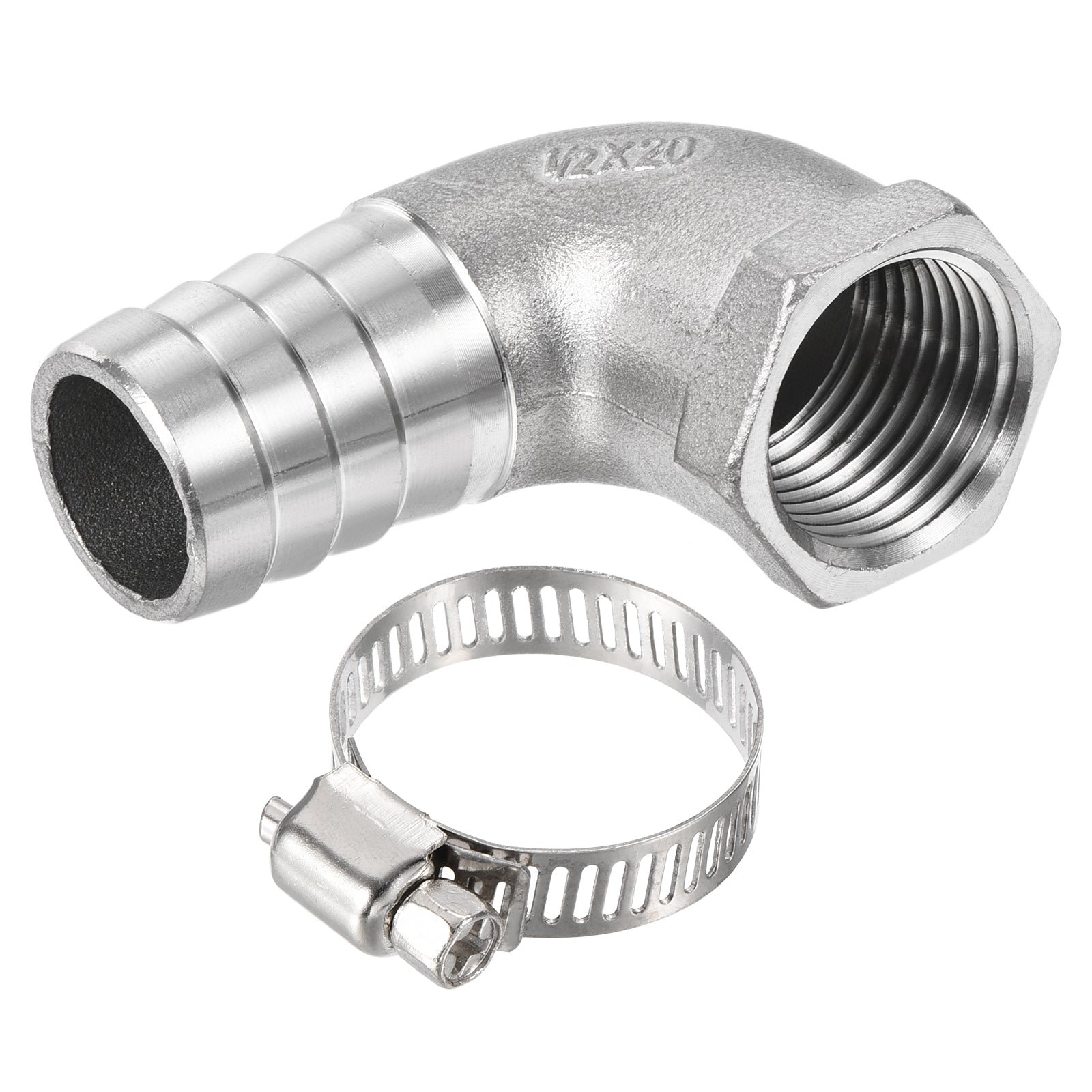 304 Stainless Steel Hose Barb Fitting Elbow 20mm x 1/2NPT Female Thread ...