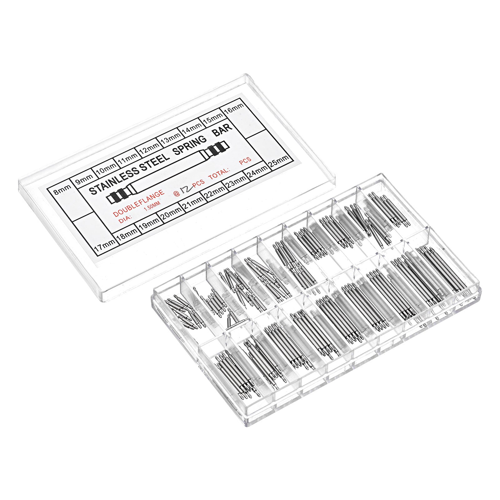 Uxcell Watch Band Link Pin Set 216pcs 1.4mm Dia Spring Bar Pins 8-25mm ...