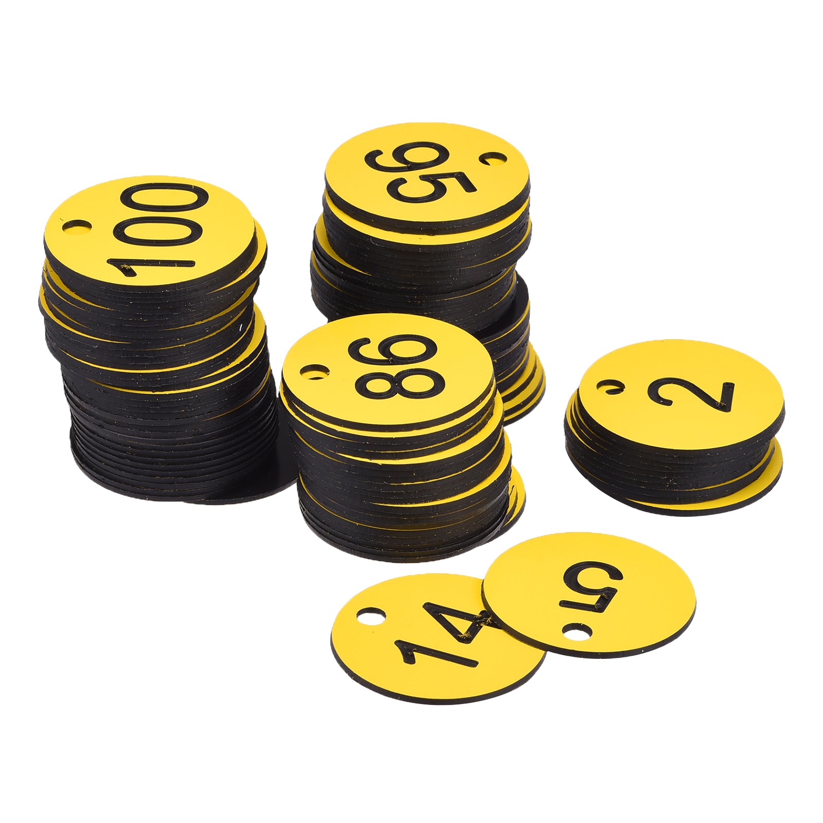 Round 1-100 Number Tag Key Tag Acrylic Engraved Yellow ID Tag for ...