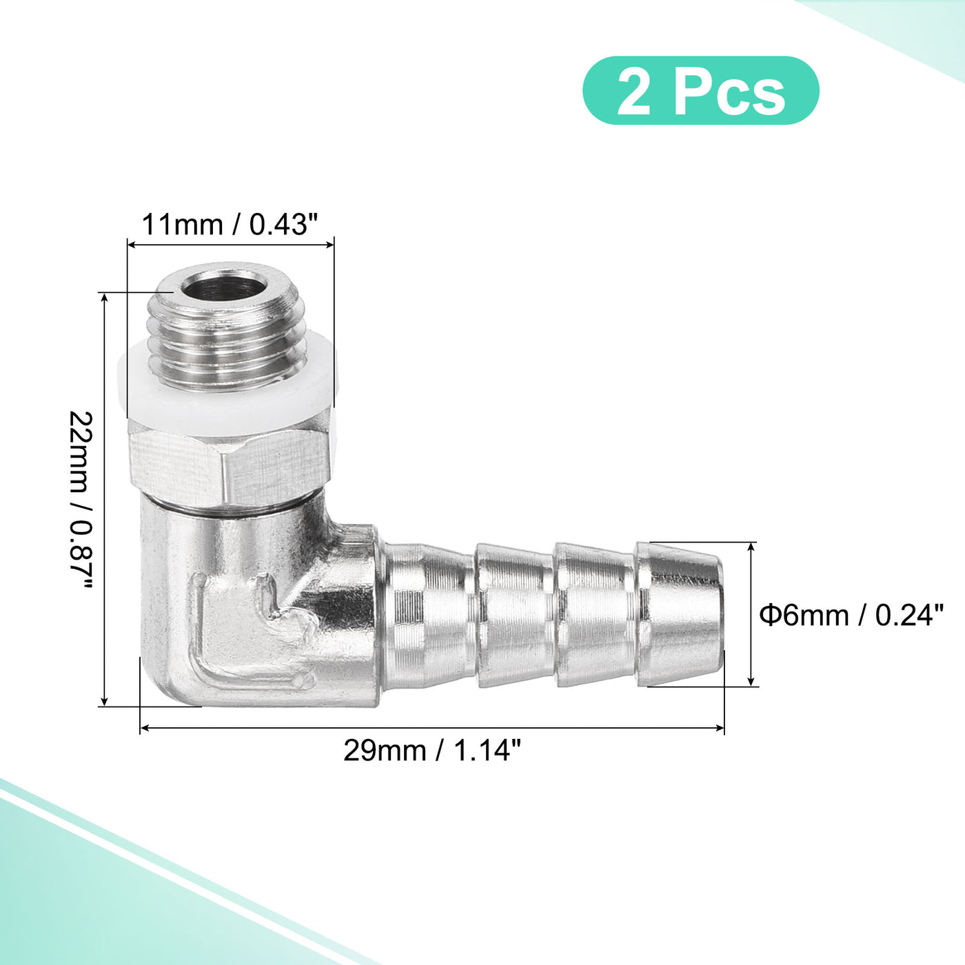 Nickel-plated Copper Hose Barb Fittings Elbow Barbed Male Thread Right ...