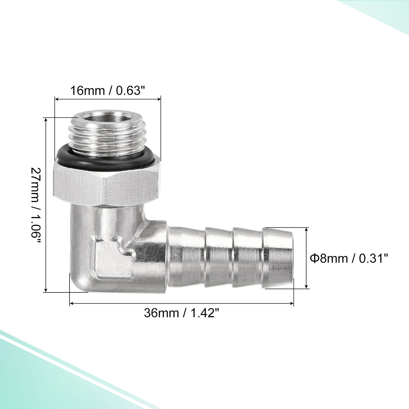 Nickel-plated Copper Hose Barb Fitting Elbow 8mm Barbed M12x1.25 Male ...