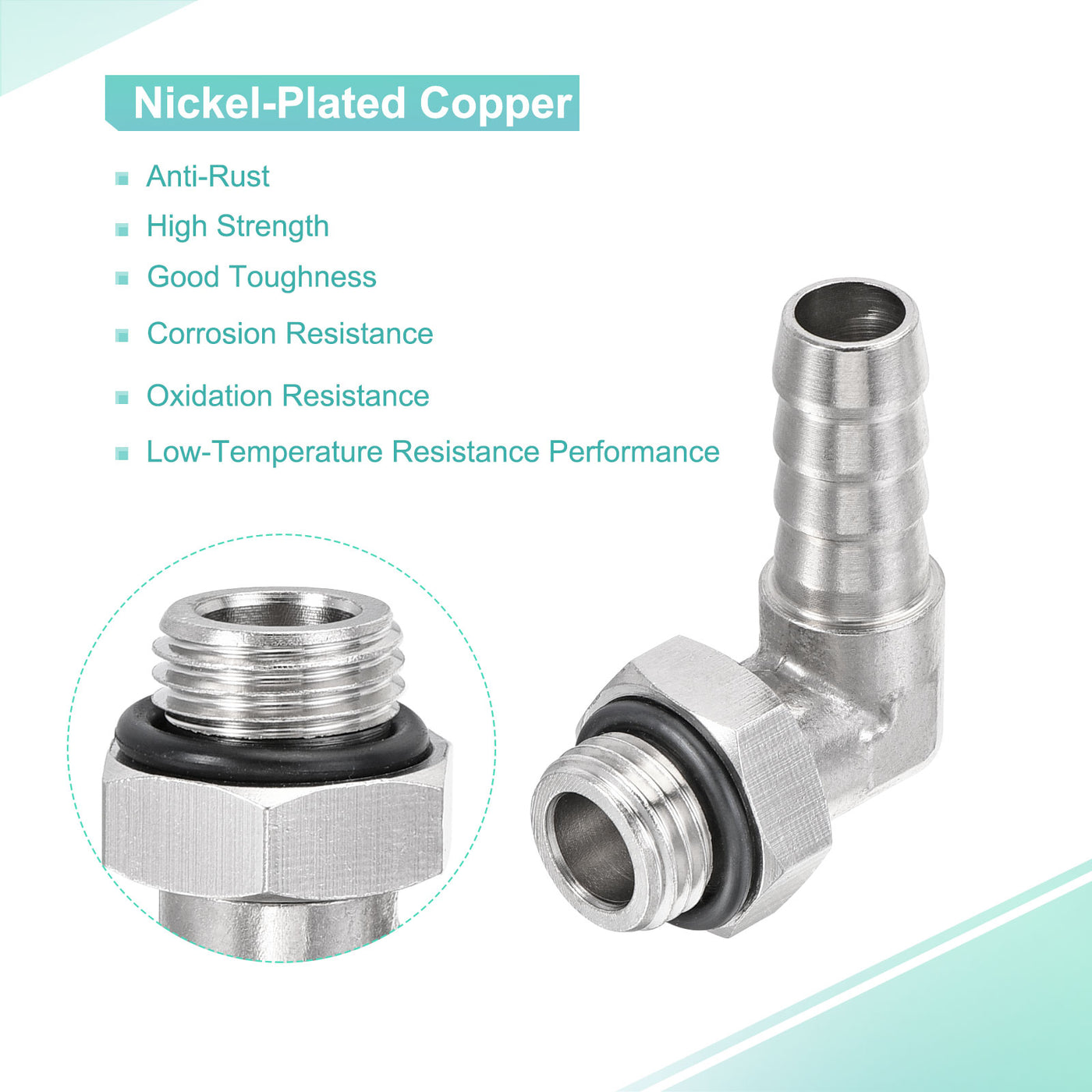 Nickel-plated Copper Hose Barb Fitting Elbow 8mm Barbed M12x1.25 Male ...