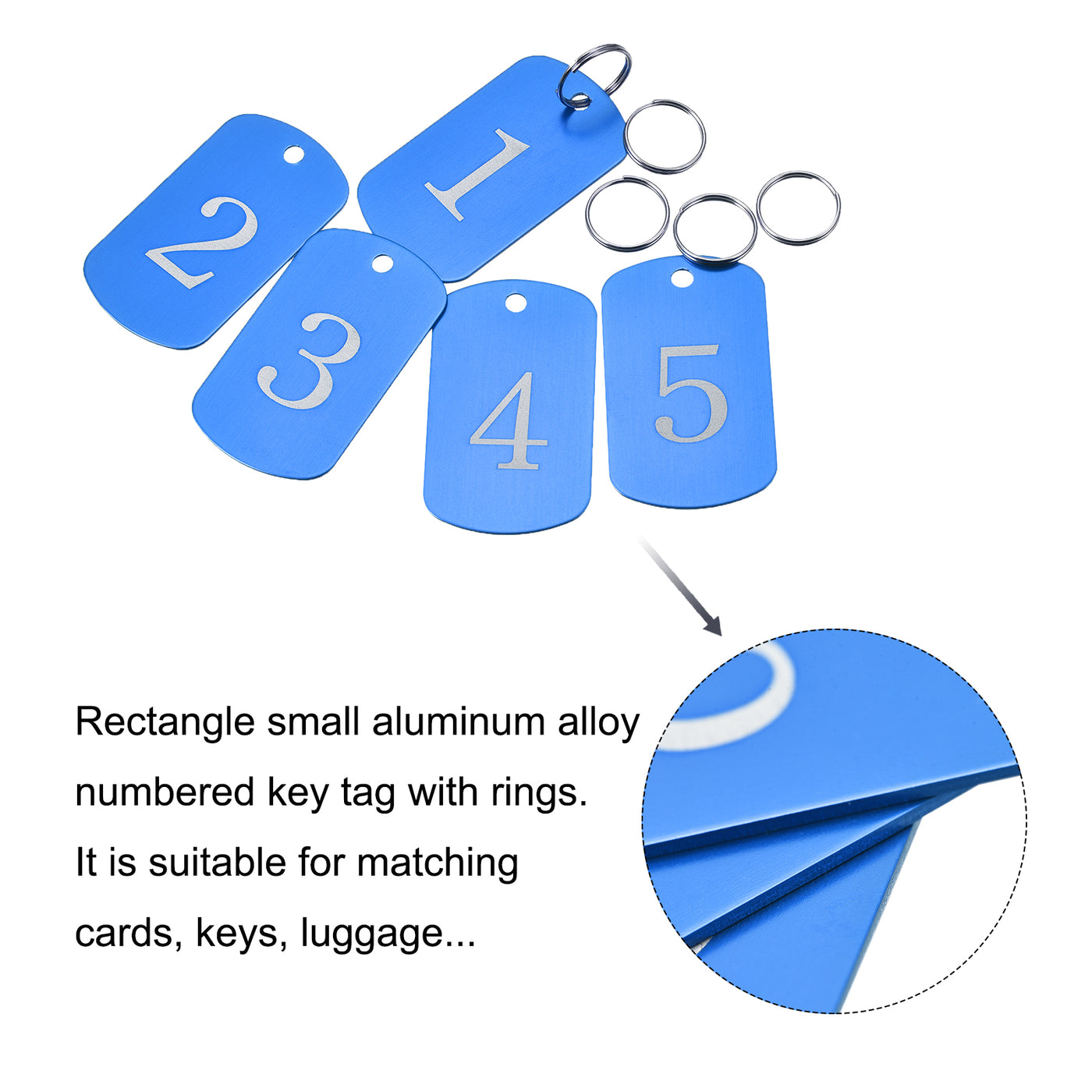 Aluminum Key Tag, Number Tag, Tag with Ring Rectangle for Decoration ...