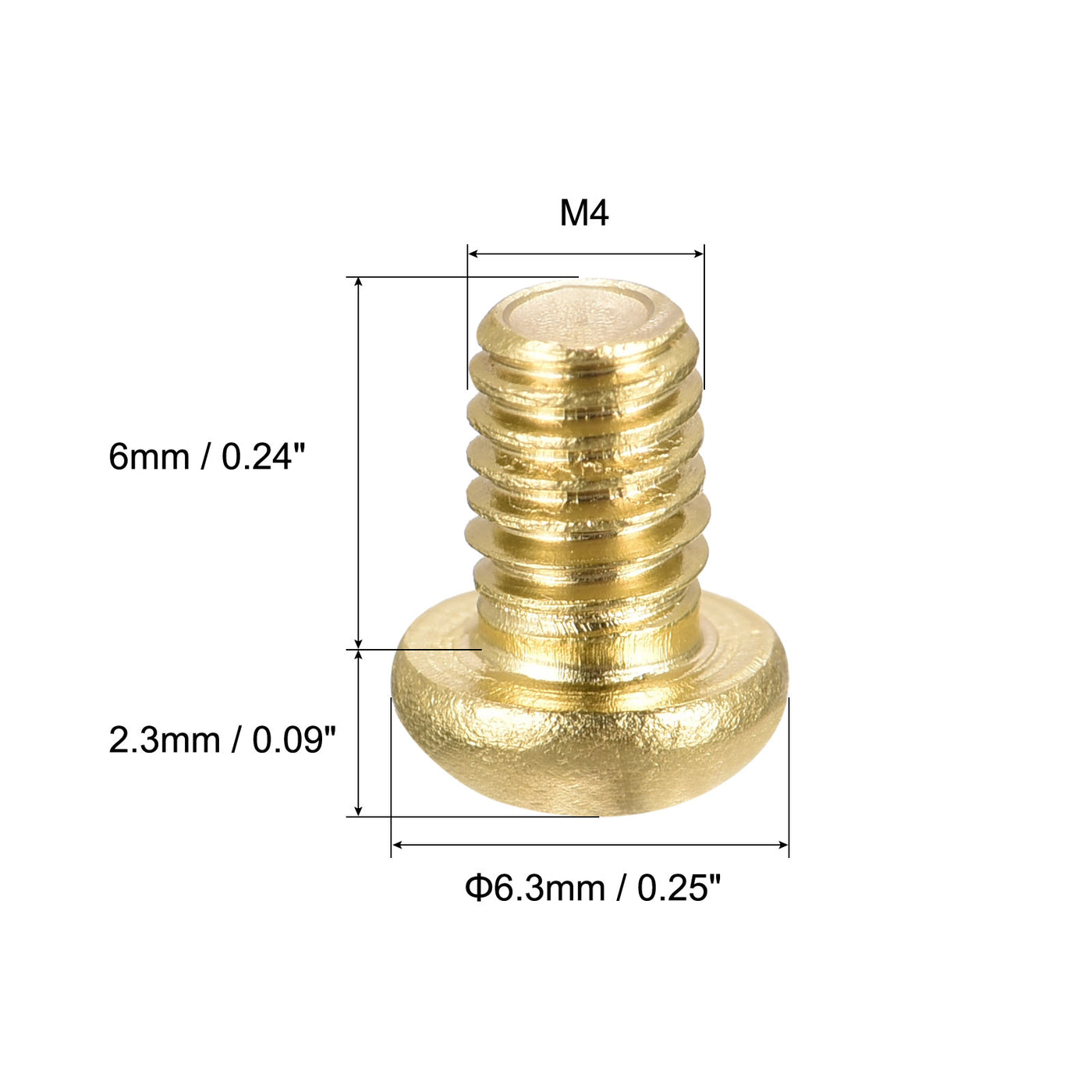 Uxcell Brass Machine Screws, M4x6mm Phillips Pan Head Fastener Bolts ...