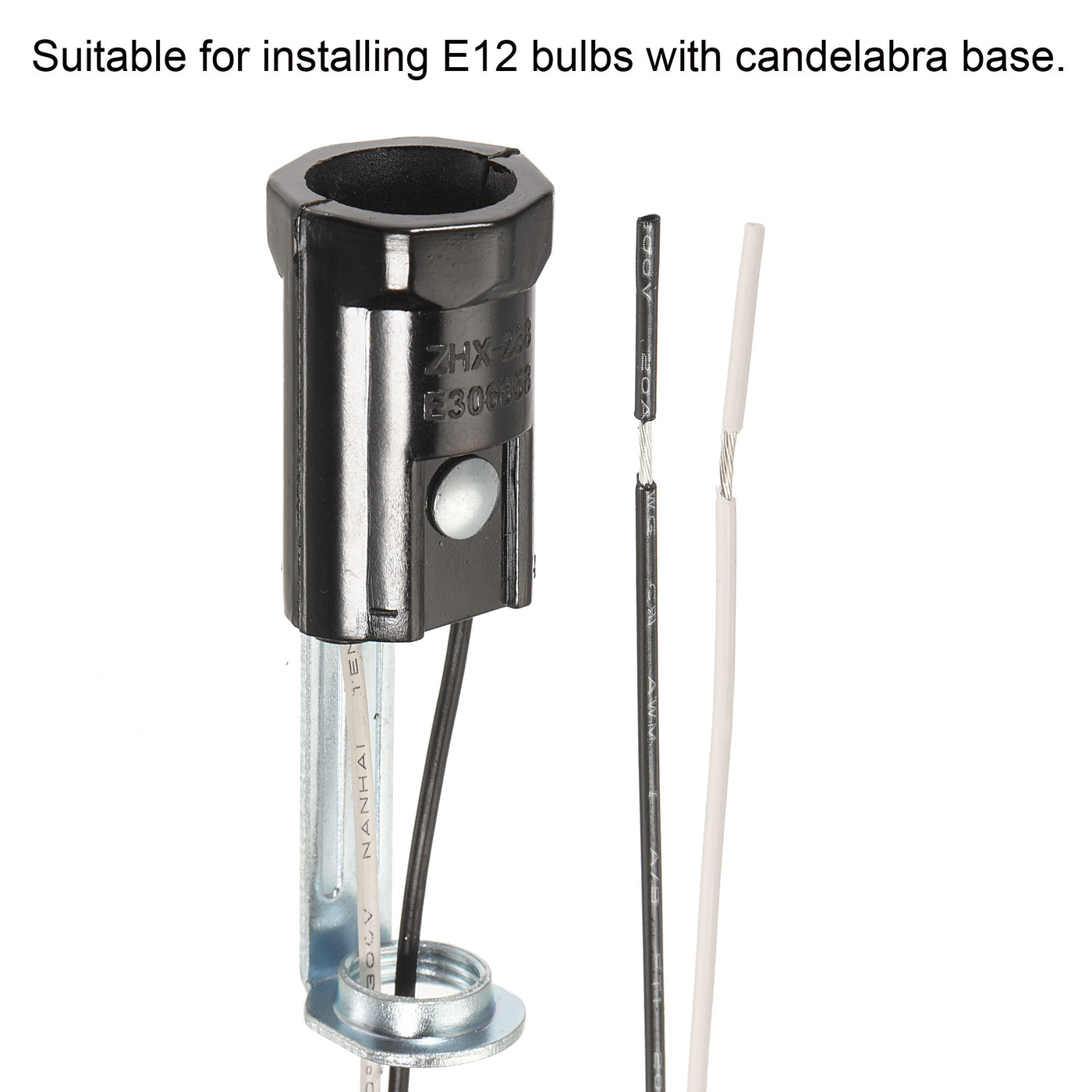 Bulb Socket Height Candelabra Base LED Lamp Holder with Wire and Lamp ...