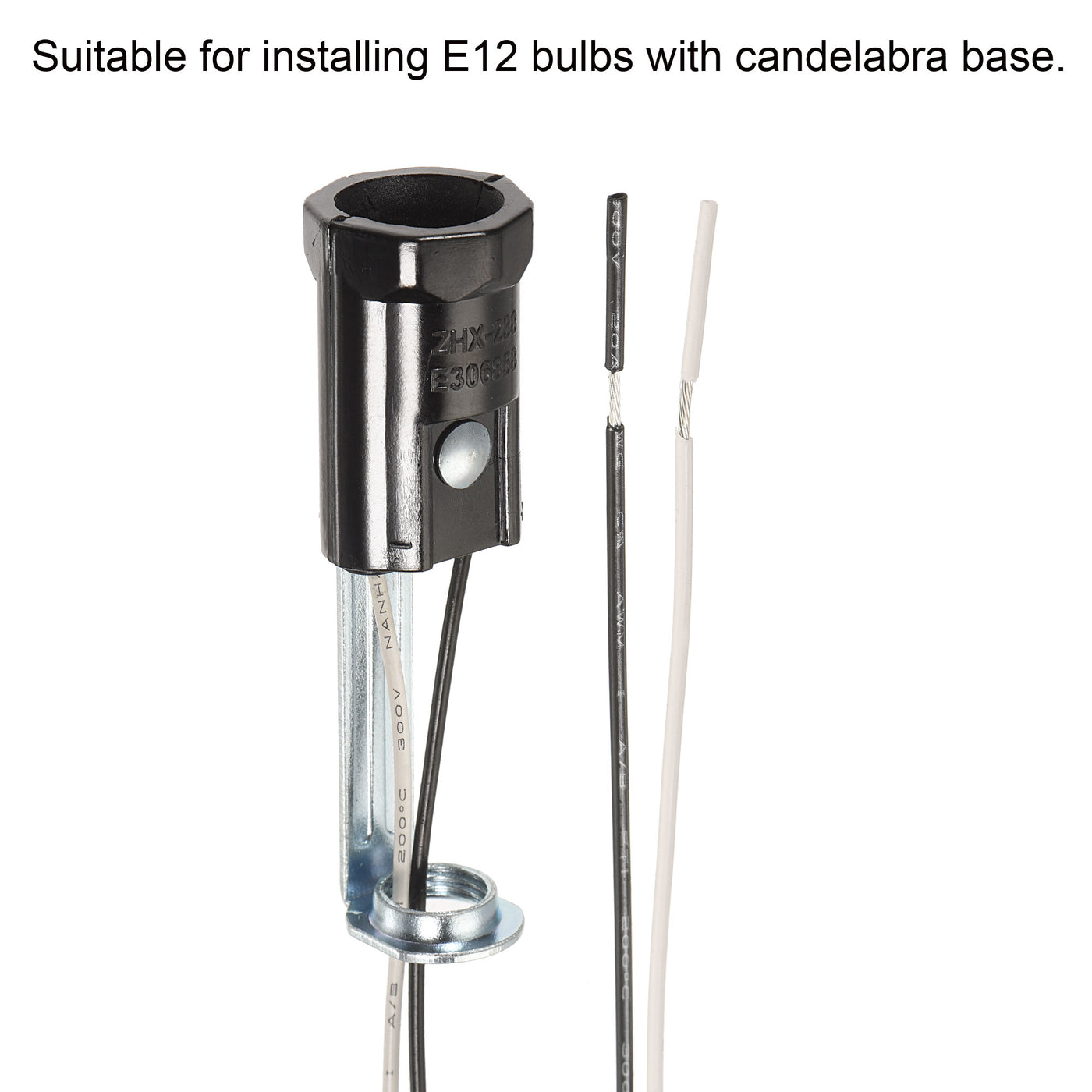 Bulb Socket Height Candelabra Base LED Lamp Holder with Wire and Lamp ...