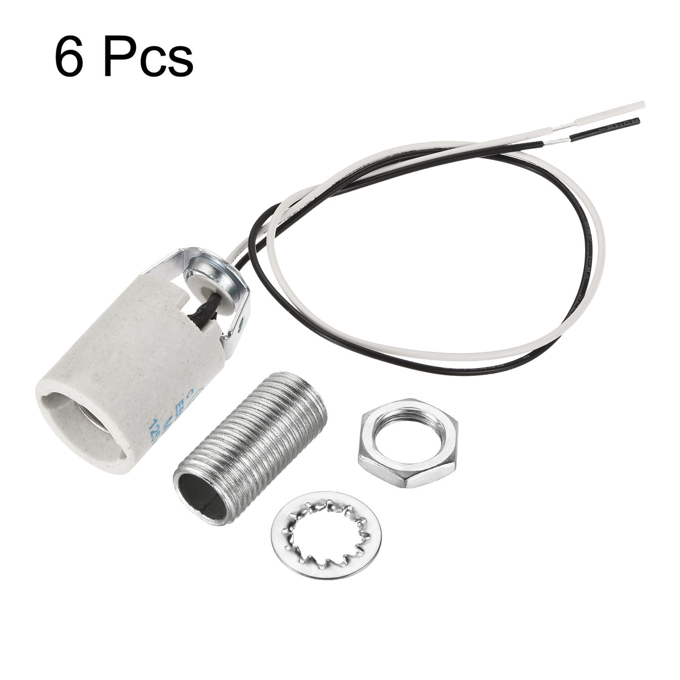 Bulb Socket Ceramic Candelabra Bulb Lamp Holder with Lamp Pipe Nut ...