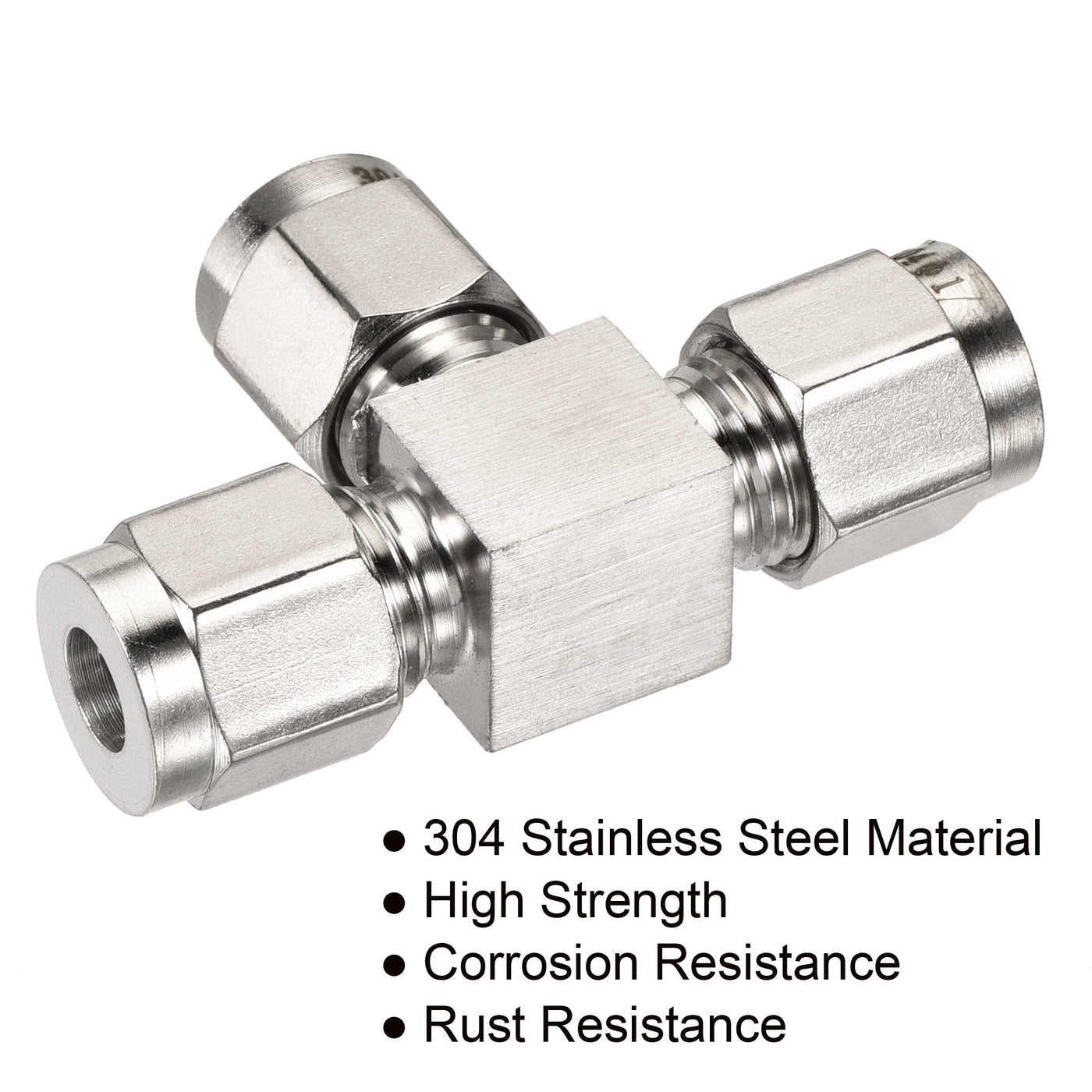 Quick Connect Air Line Compression Fittings Stainless Steel T Type Tee ...