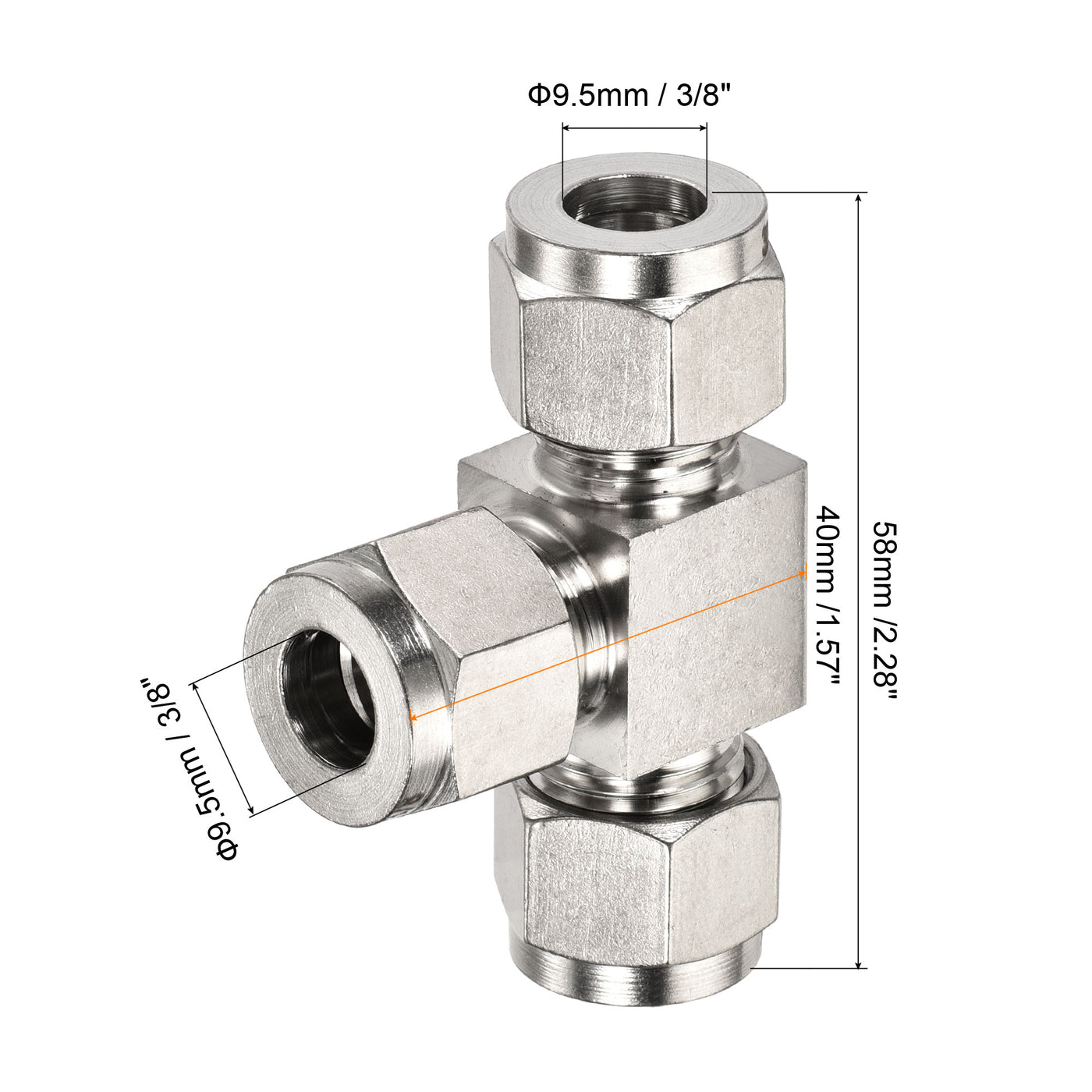 Quick Connect Air Line Compression Fittings Stainless Steel T Type Tee ...