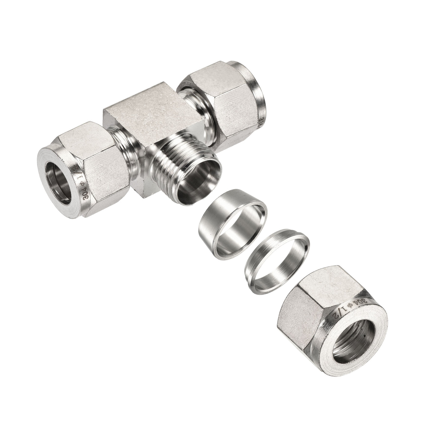 Quick Connect Air Line Compression Fittings Stainless Steel T Type Tee ...