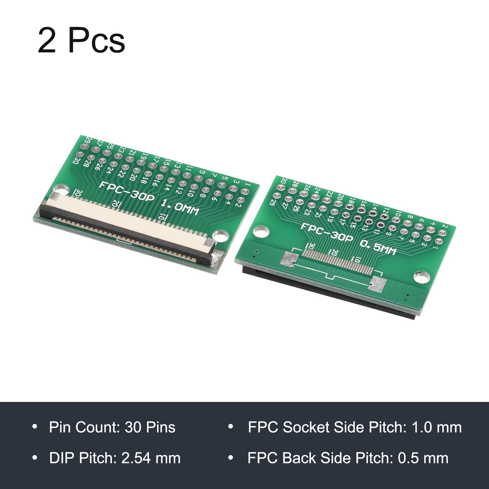FPC Converter Connector 30P 1.0mm on Socket Side, Back 0.5mm, to DIP 2 ...