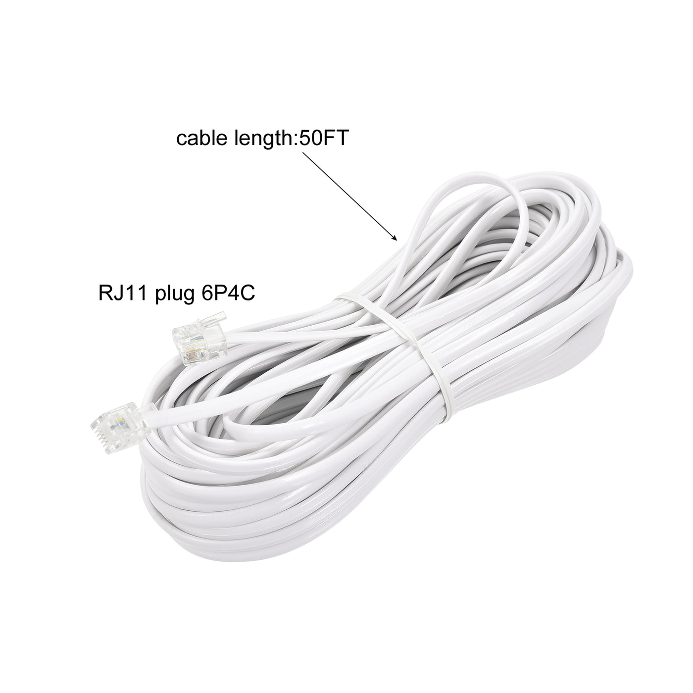 Phone Extension Cord Telephone Cable Phone Line Cord RJ11 6P4C Plugs ...