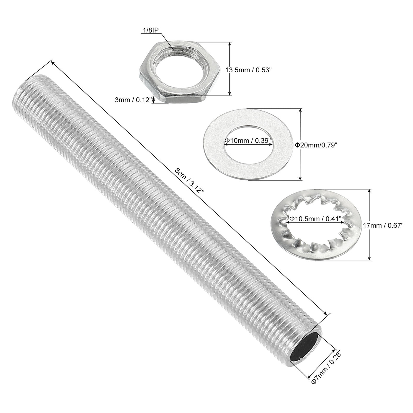 Lamp Pipe Kit with Lock Nuts Washers Thread Fasteners Assortment for ...
