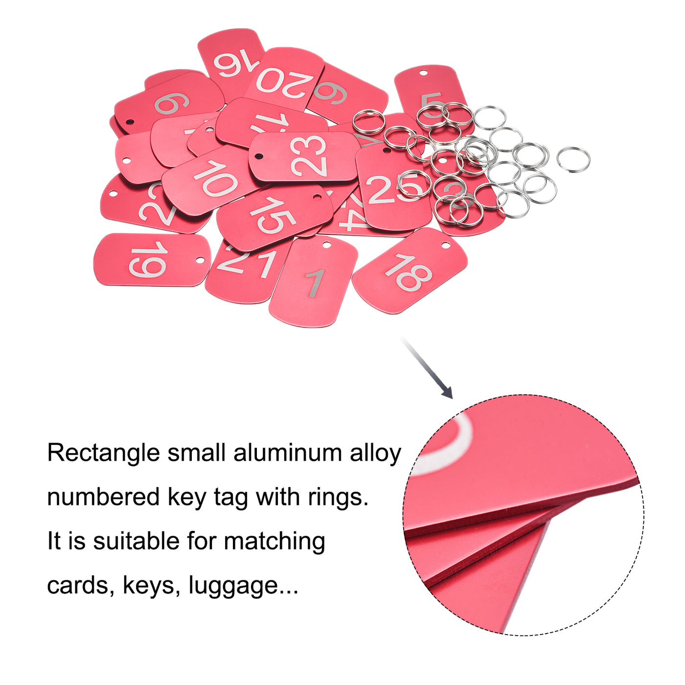 Numbered Tag, Aluminum Key Tags Metal ID Tags, Number with Ring ...