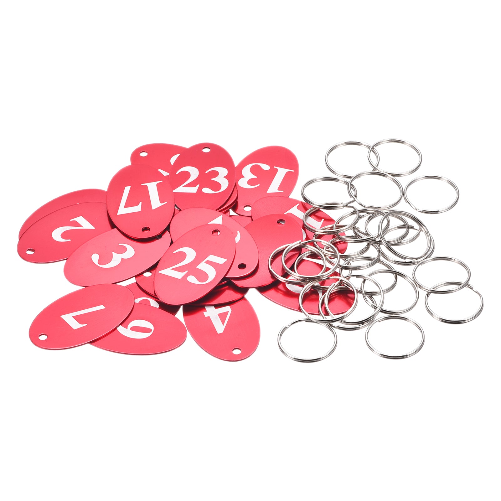 Oval Number Tags Key Tag with Ring, Numbered Aluminum Tag for Coding ...