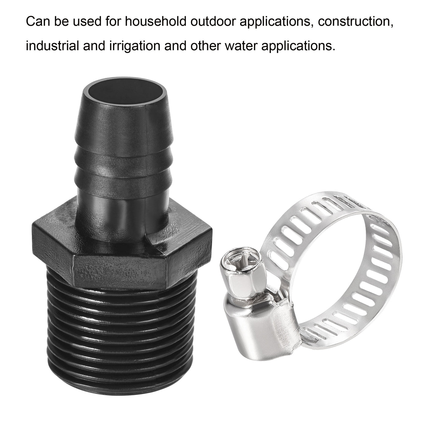 PE Hose Fitting Barb Male Straight Pipe Connector Coupler Adapters with ...