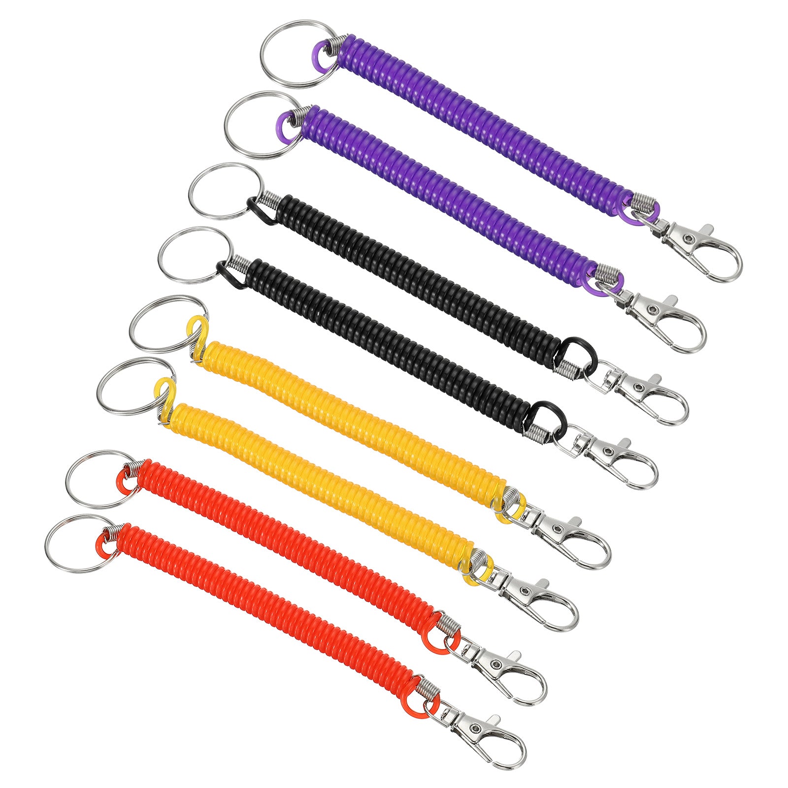 Spiral Retractable Spring Coil Keychain, Stretch Cord Key Ring for Key ...