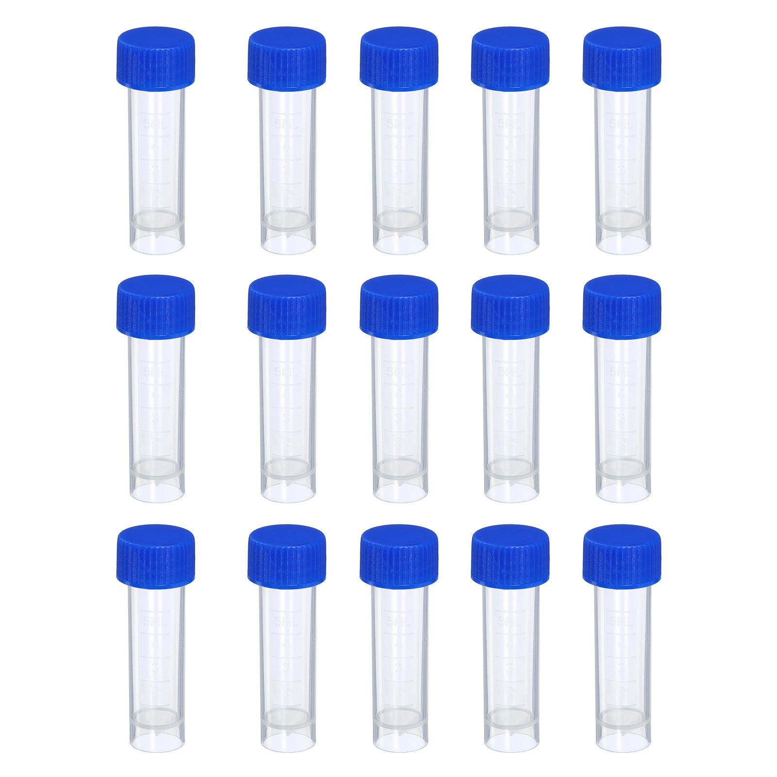5mL Plastic Test Tubes 15 Pack Frozen Container Blue Screw Cap for Lab ...