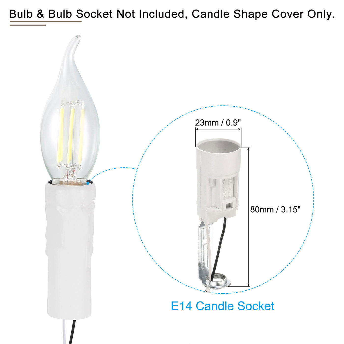 Candle Socket Covers, Tall Metal Chandelier Sleeves Bulb Light ...